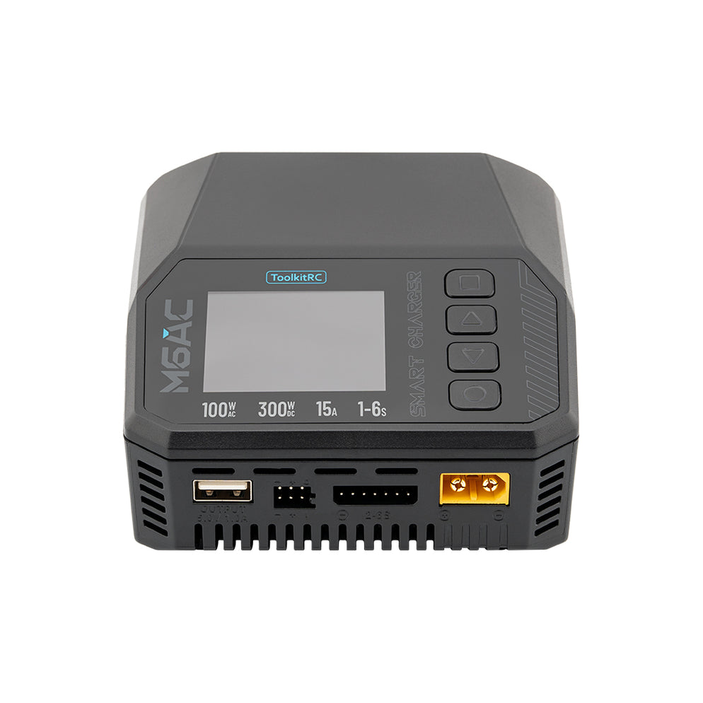 ToolkitRC M6AC 1-6S AC 100W DC 300W 15A Battery Charger - XT60 — Pyrodrone