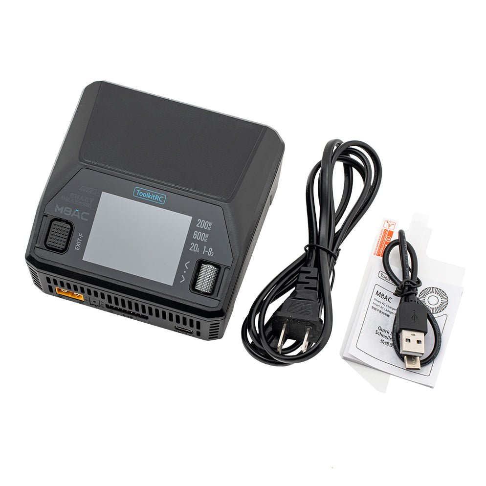 ToolkitRC M8AC 1-8S AC 200W DC 600W 20A Battery Charger - XT60 — Pyrodrone