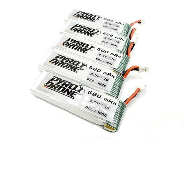 Pyrodrone 1S 600mAh 50C Lipo 5 Pk.
